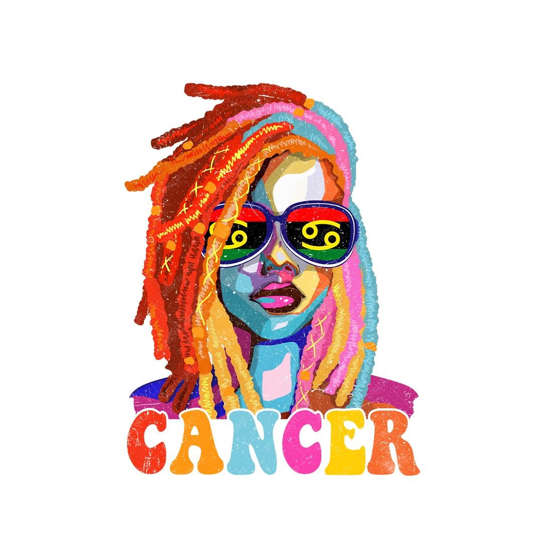 Cancer Queen, African American Loc'd Woman, Zodiac PNG (digital ...