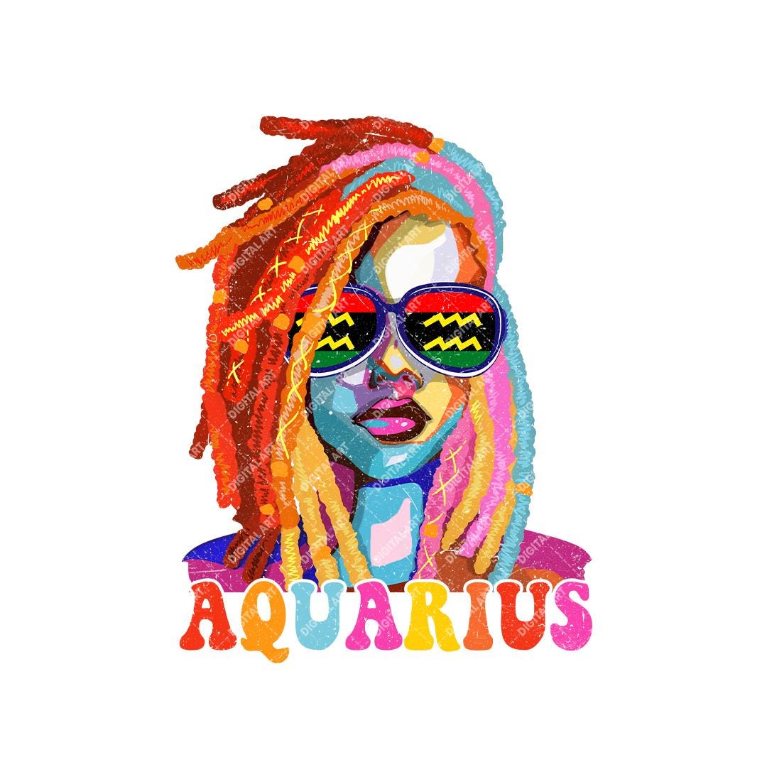 Aquarius Queen African American Loc'd Women Zodiac Sign PNG, Digital ...