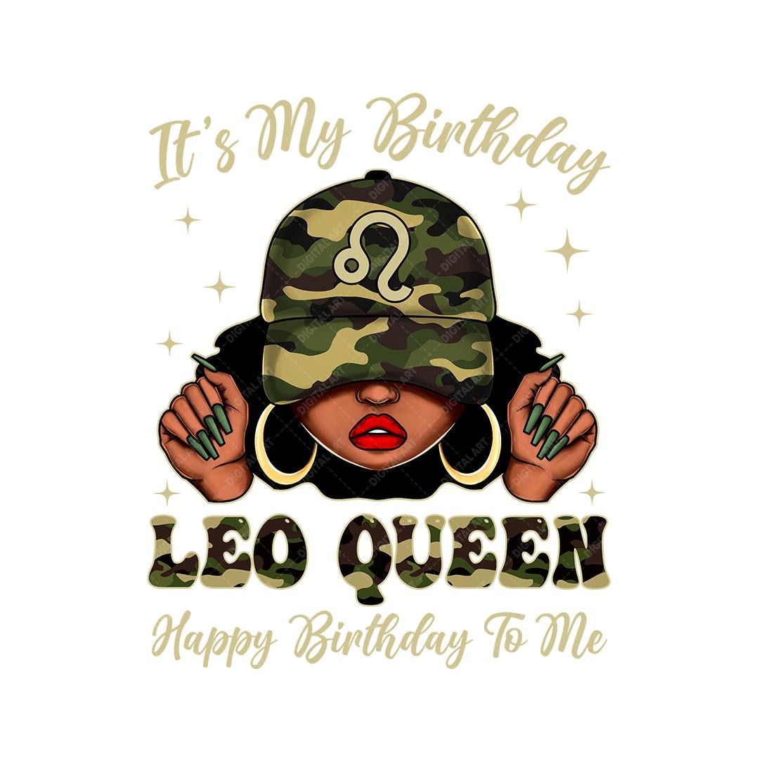 Leo Queen Birthday Camo PNG, Black Woman, Digital Download - Etsy