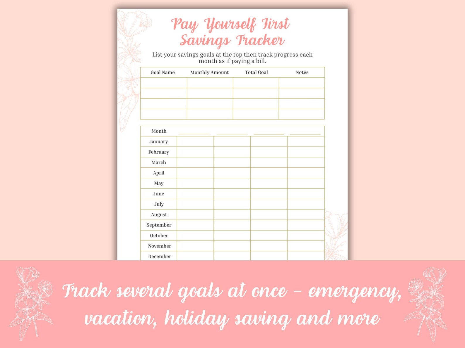 Savings Tracker Printable | Savings Challenge PDF | Goal Setting Budget ...