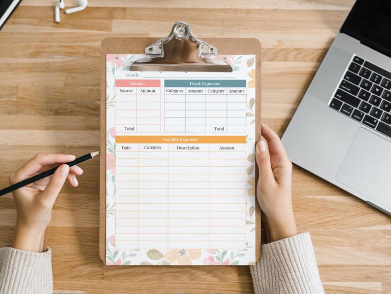 Printable Floral Budget Planner: Rainbow Pastel Finance Tracker (PDF ...
