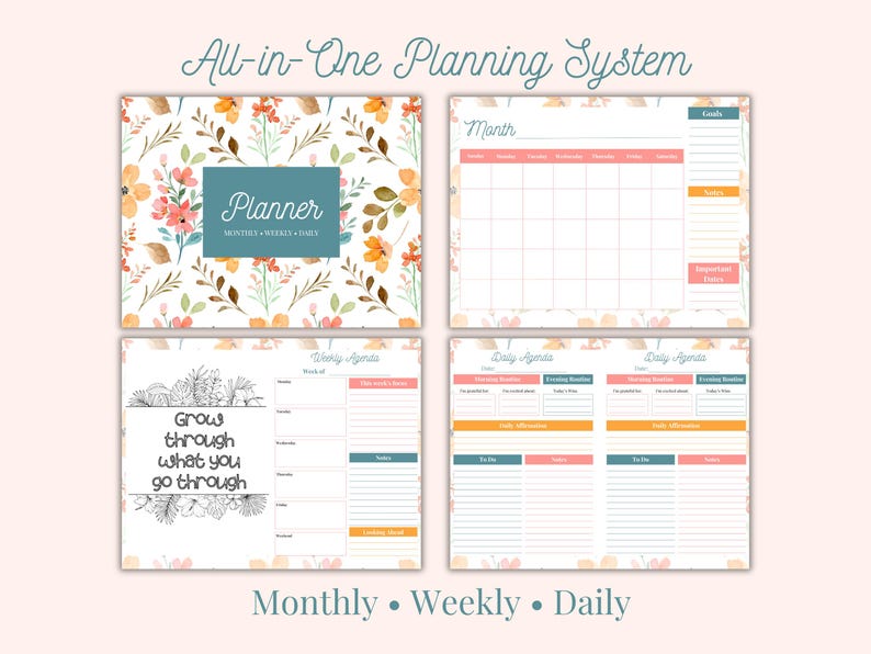 Floral Landscape Planner Printable: Disc-bound Agenda (PDF Download ...