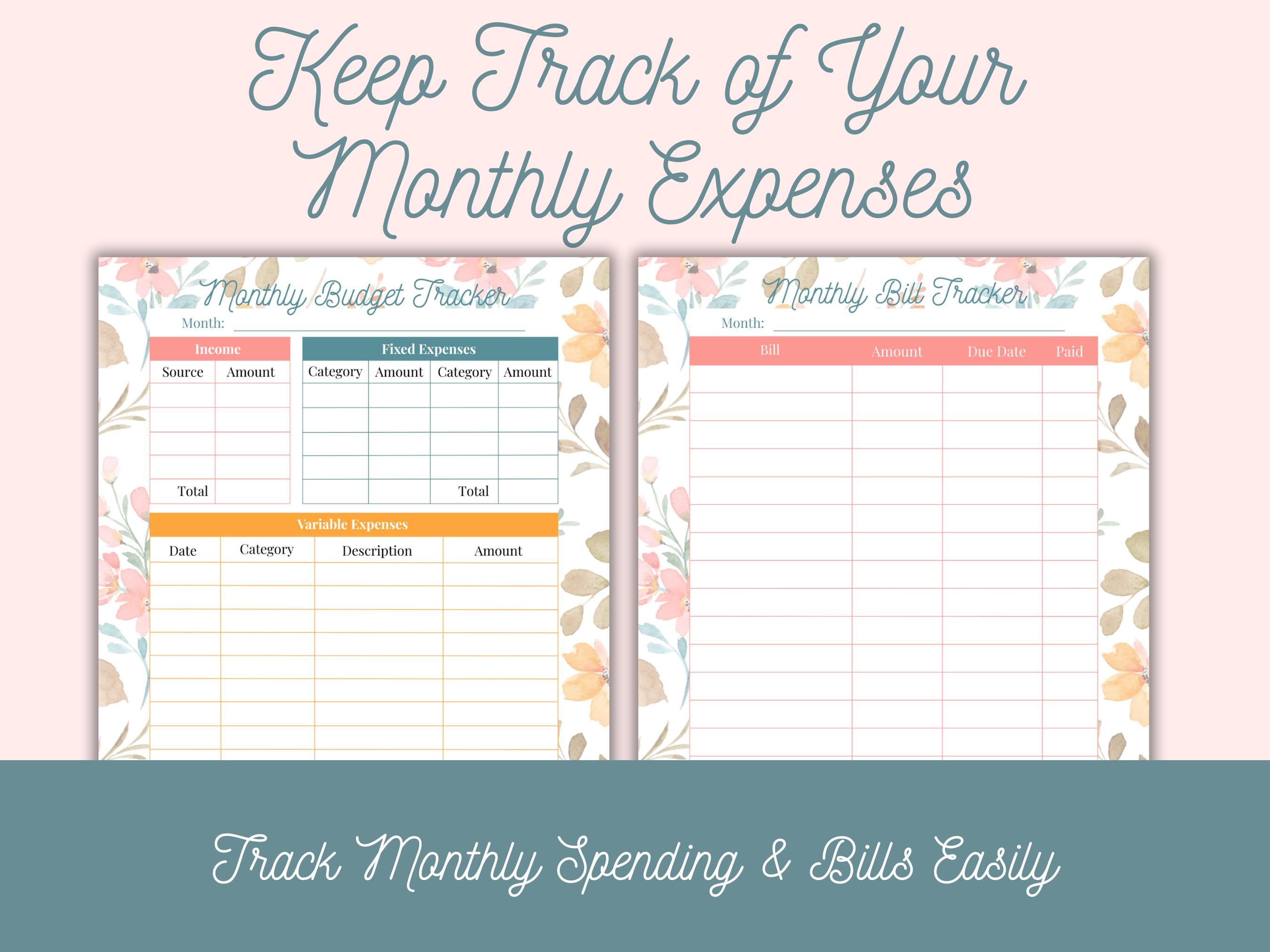 Printable Floral Budget Planner: Rainbow Pastel Finance Tracker (PDF ...