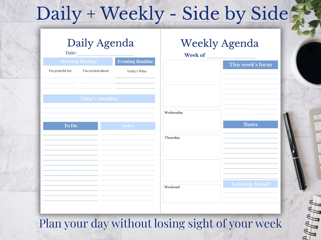 Daily & Weekly Side-by-side Planner Printable | Winter Layout - Etsy