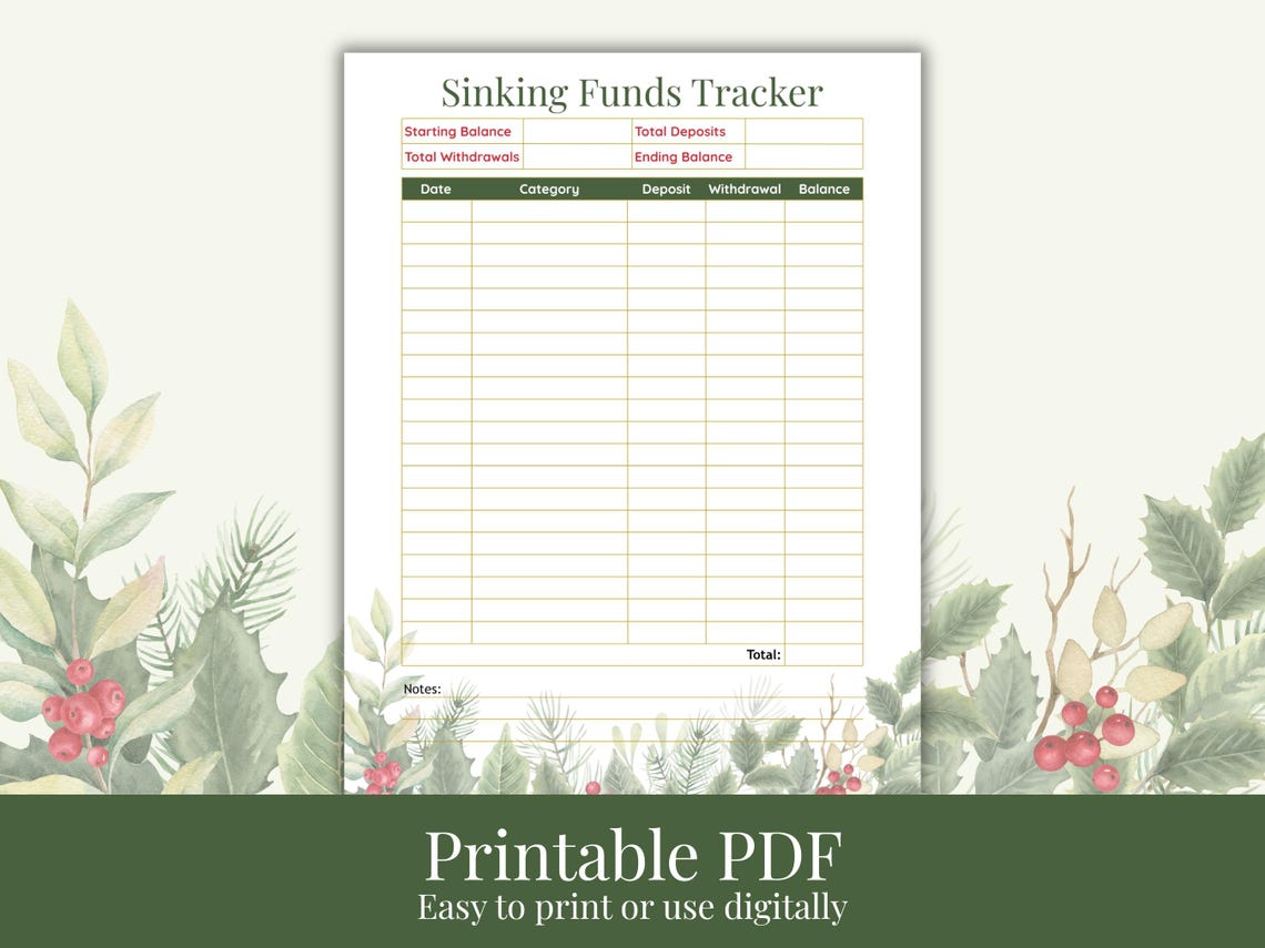 Christmas Sinking Funds Tracker | Holiday Savings Printable | Festive ...