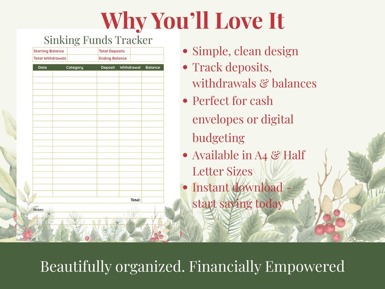 Christmas Sinking Funds Tracker | Holiday Savings Printable | Festive ...