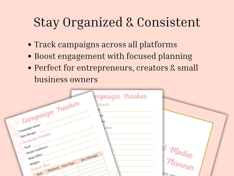 Social Media Content Planner Printable – Girl Boss Planner, Campaign ...