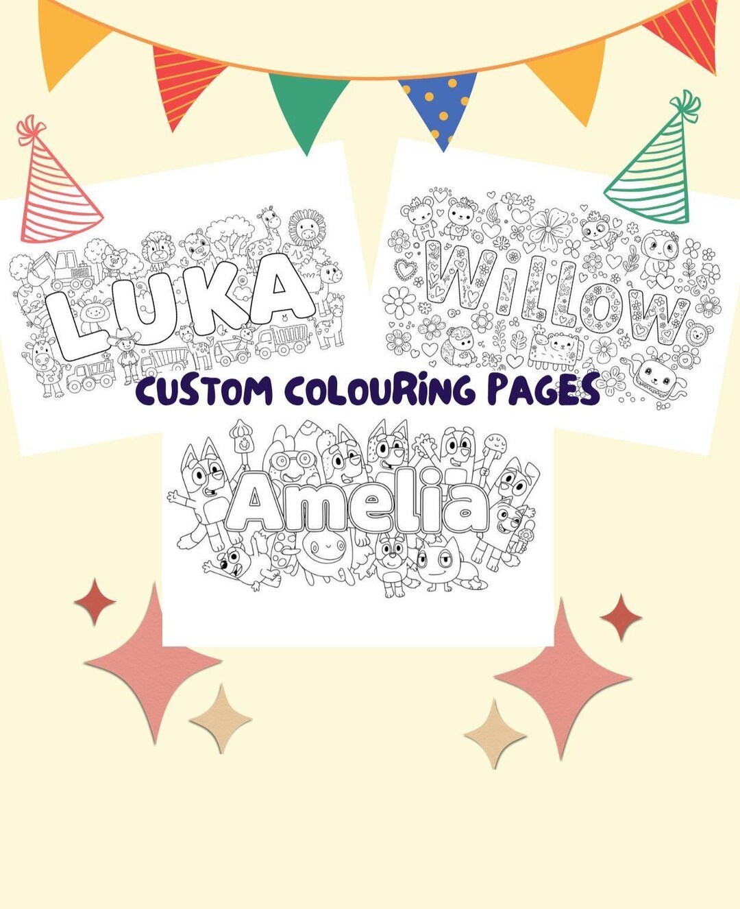Custom Colouring Pages - Names - Etsy