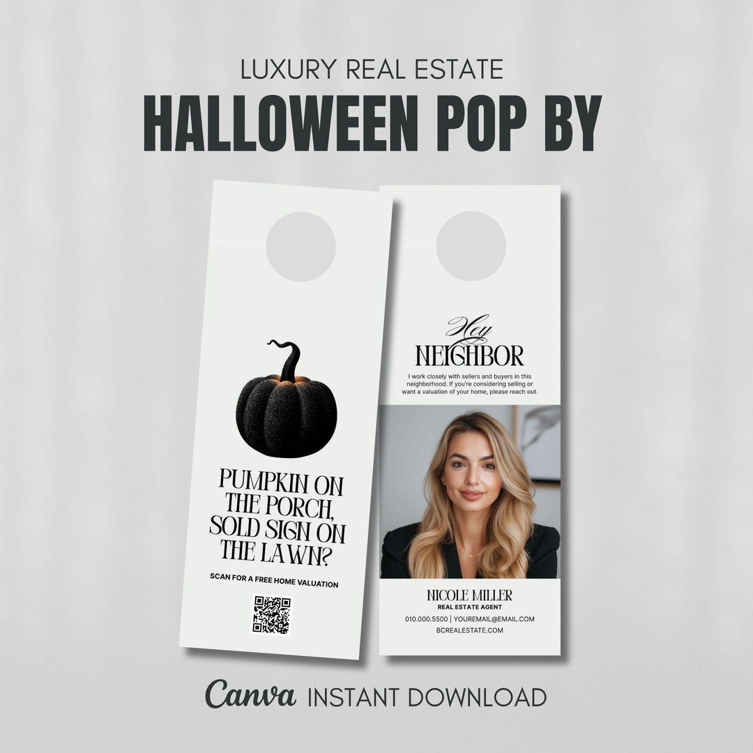 Real Estate Halloween Marketing | Real Estate Door Hanger | Door ...