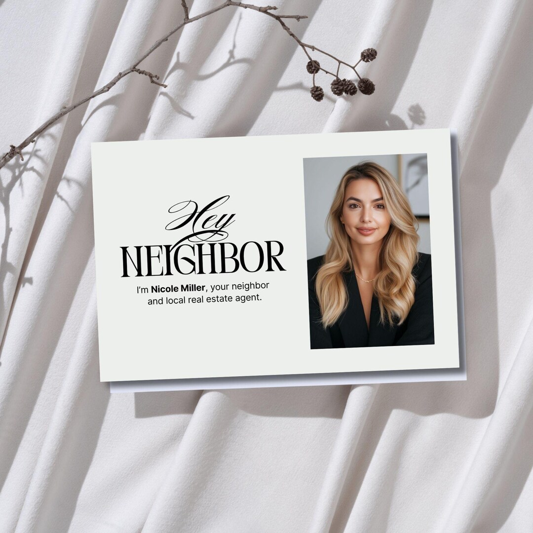 Editable Hello Neighbor Realtor Postcard Template: Canva Marketing ...