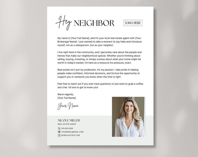 Modern Real Estate Introduction Letter | Real Estate Farming Flyer ...