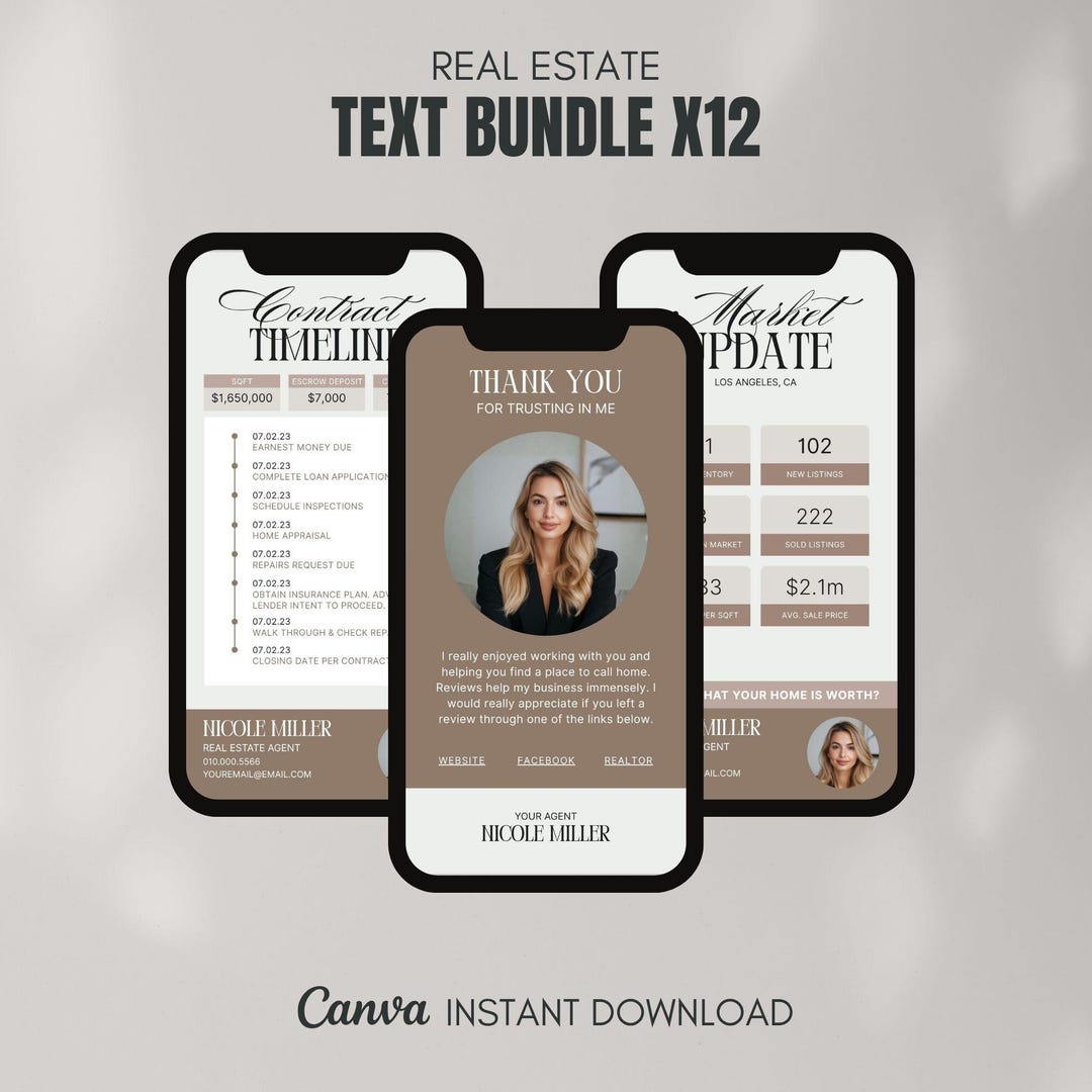 Real Estate Texts | Textable Card Bundle | Realtor Marketing Canva ...