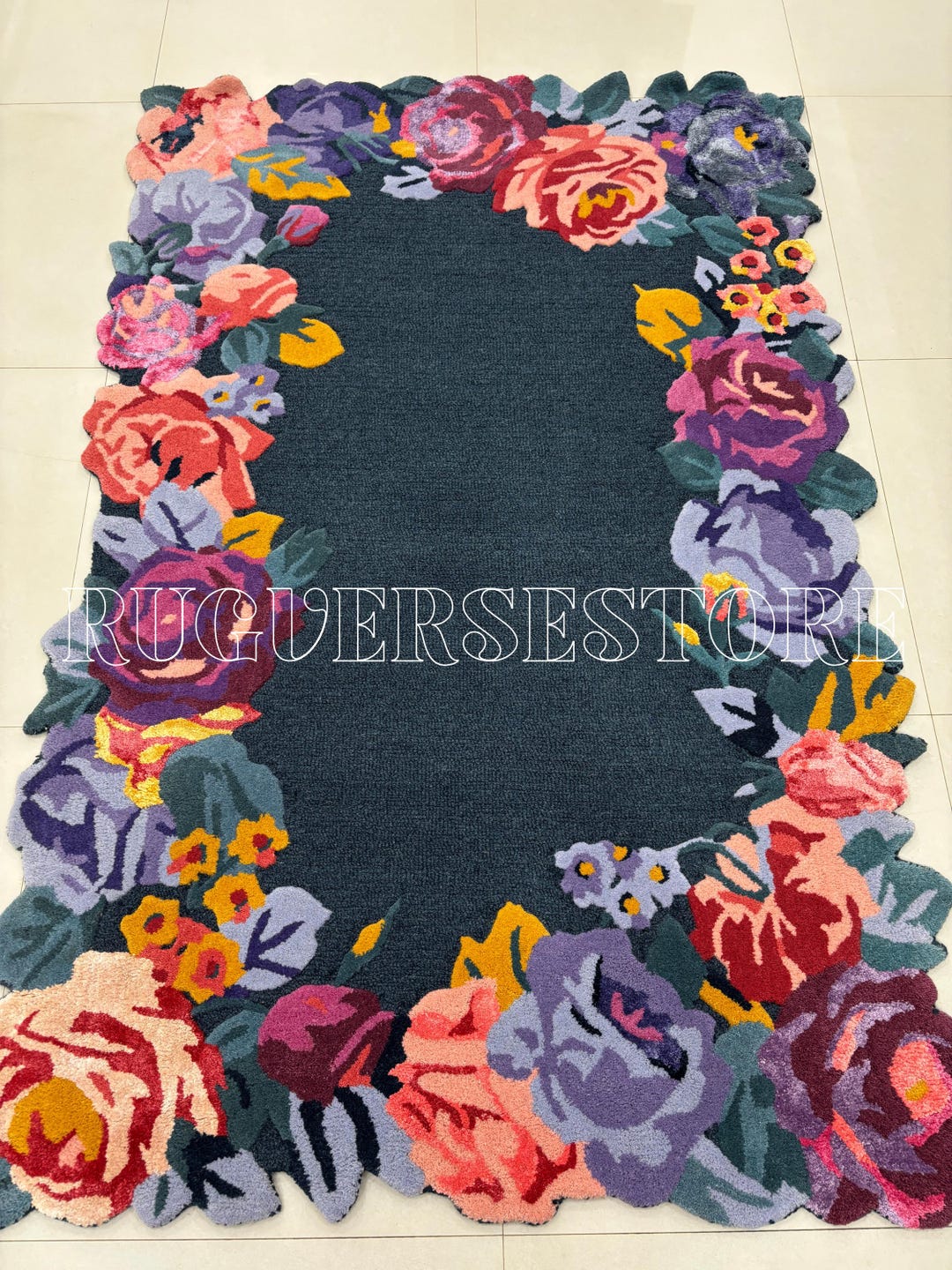 4 X 6 Ft (stock) Floral Blue Multi Color Hand Tufted Wool Area Rug for ...