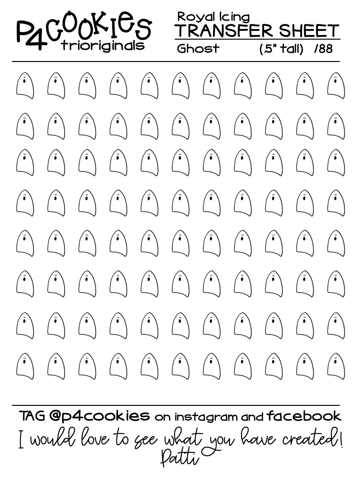 Baking Craft Supplies & Tools Royal Icing Transfer Template Instant ...