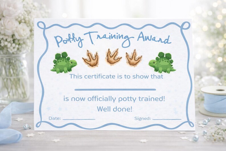 Potty Training Certificate- Dinosaur - Etsy