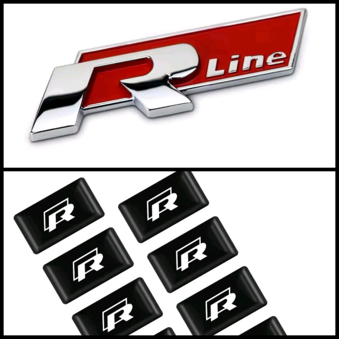 Brand New for R Line Rear Boot Wing Badge Sticker + *4 R Window Mirror ...