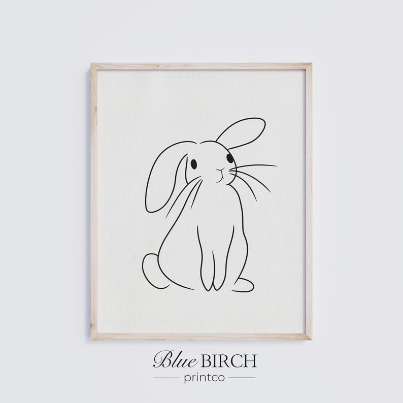 Baby Rabbit Sketch Print, Neutral Woodland Nursery Wall Decor, Rustic ...