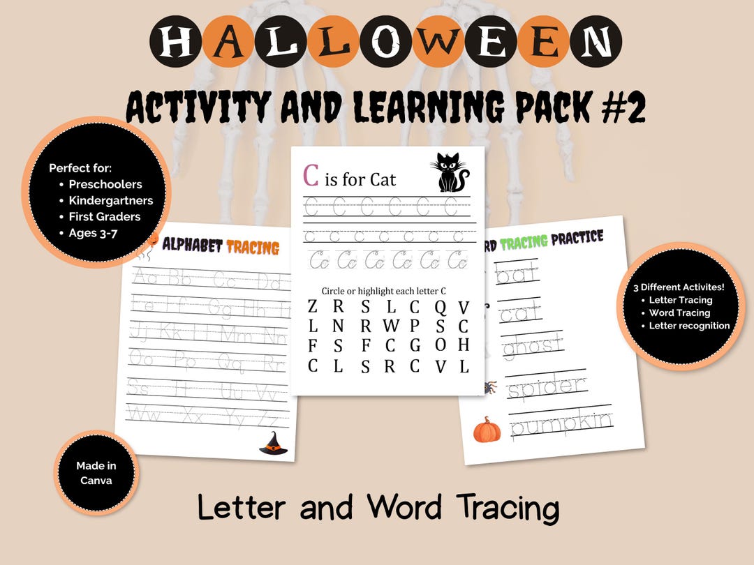Halloween Alphabet Tracing Worksheets: Preschool Handwriting Practice ...