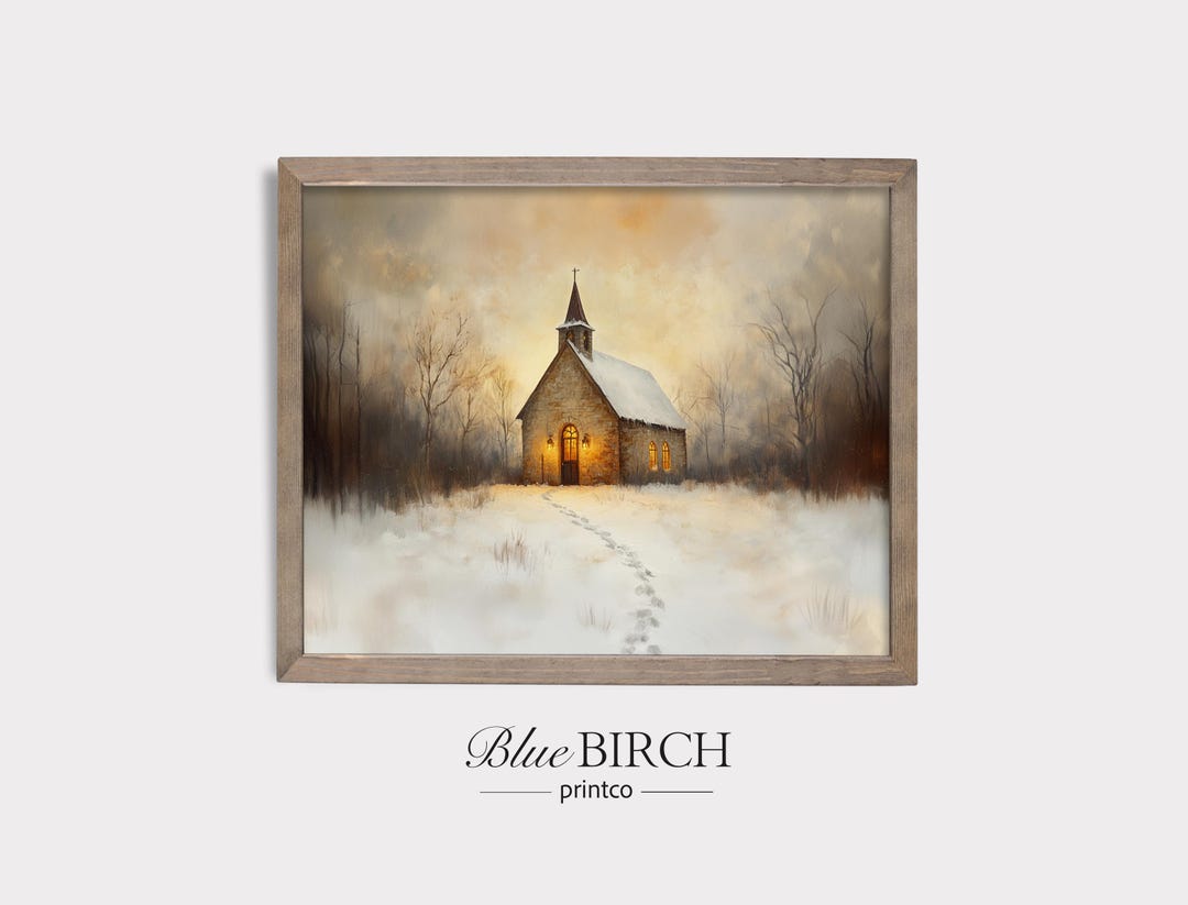 Rustic Winter Church at Night - Cozy Candlelit Scene, Rural Winter ...