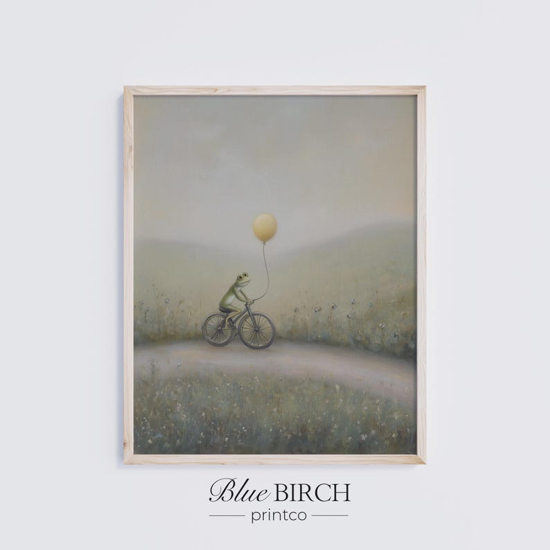 Frog Bicycle Ride Print, Whimsical Nursery Wall Art, Cottagecore Decor ...