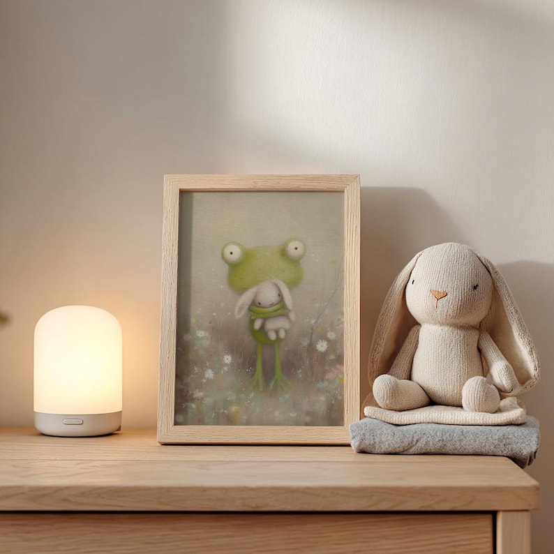 Frog and Bunny Print, Whimsical Nursery Wall Art, Cottagecore Storybook ...