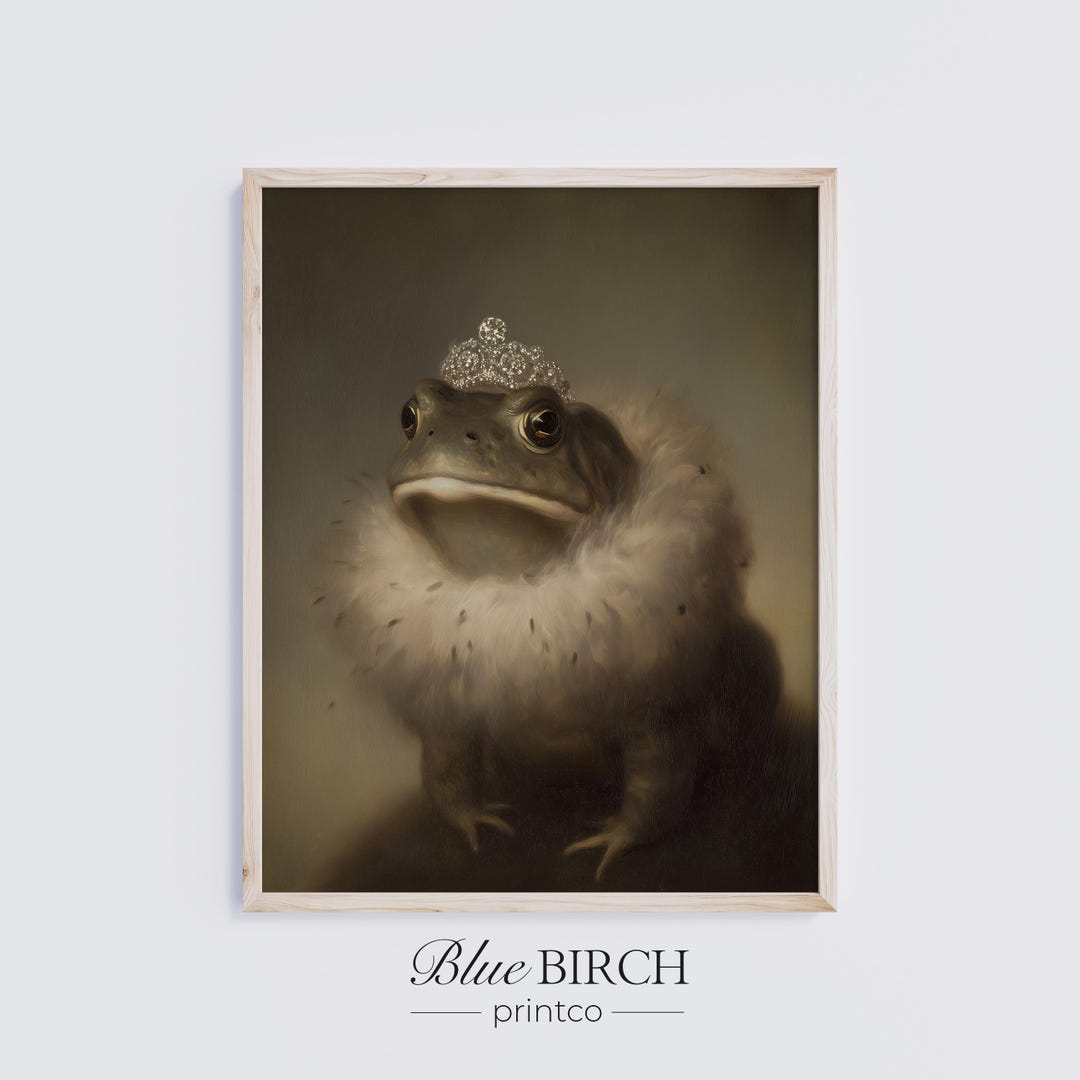 Regal Princess Frog Print, Whimsical Wall Art, Cottagecore Home Decor ...