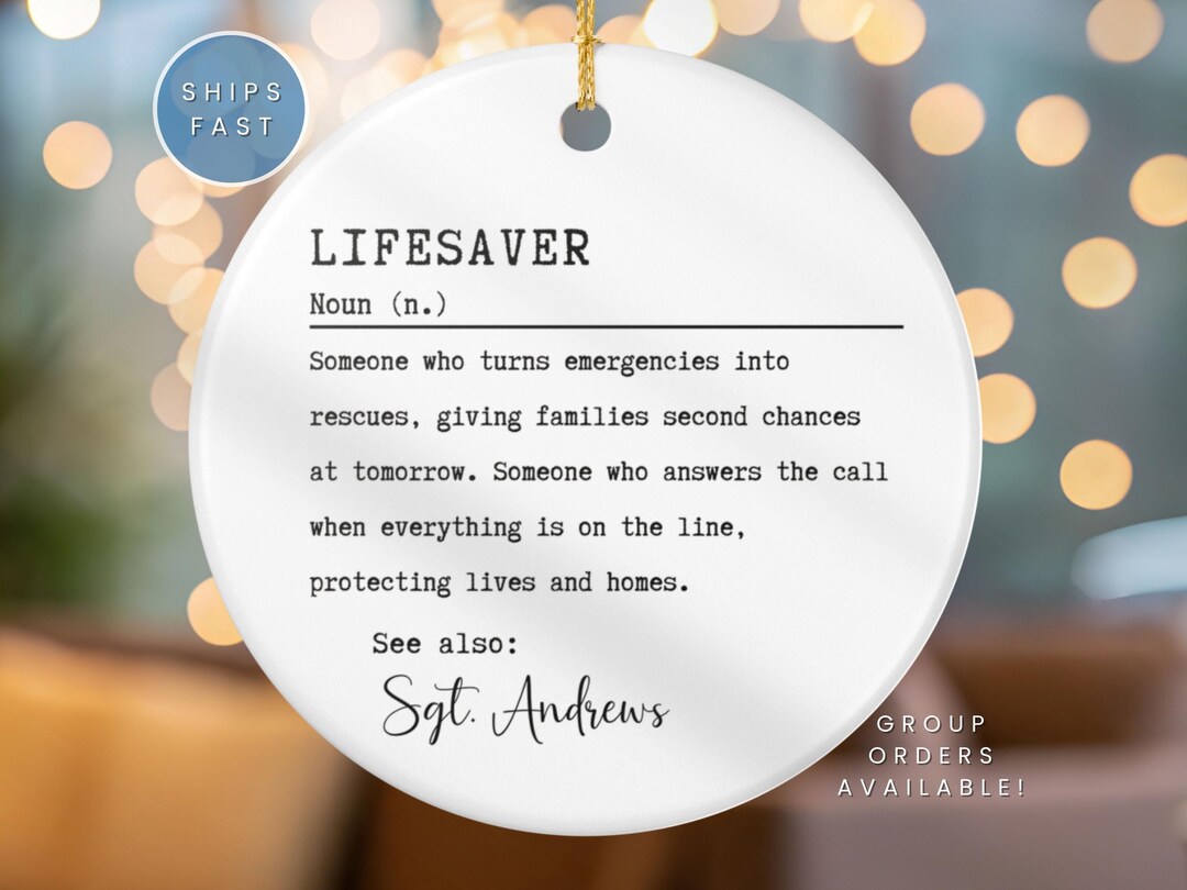 Personalized Firefighter Christmas Ornament: Lifesaver Definition ...