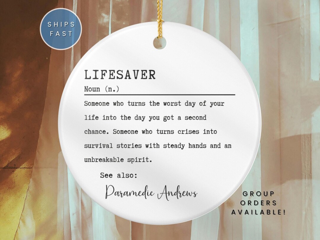 Personalized Paramedic Ornament: Lifesaver Definition, EMT EMS Gift - Etsy