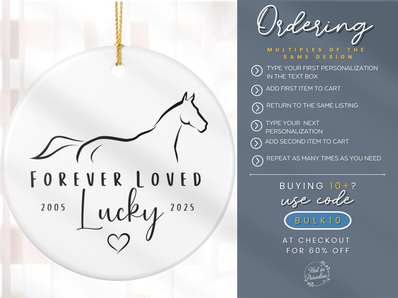 Horse Memorial Personalized Ornament: Forever Loved Keepsake Gift - Etsy