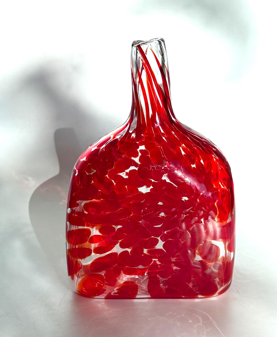 Radiant Red Handblown Glass Bottle - Etsy
