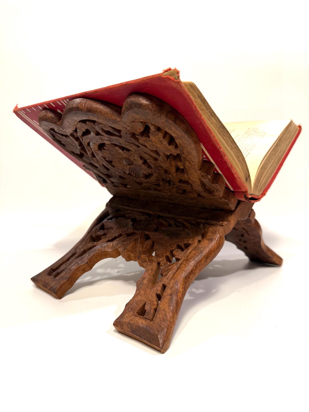 Wooden Carved Book Stand, Vintage Book Stand - Etsy