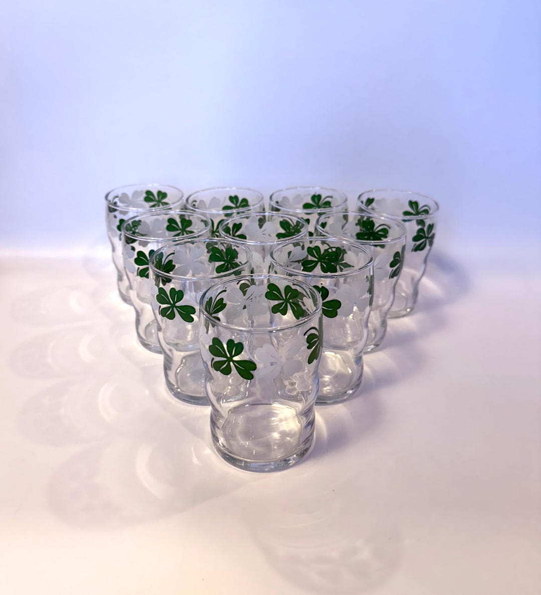 10 Vintage Irish Glasses, Irish Glasses, Vintage Shamrock Glasses - Etsy
