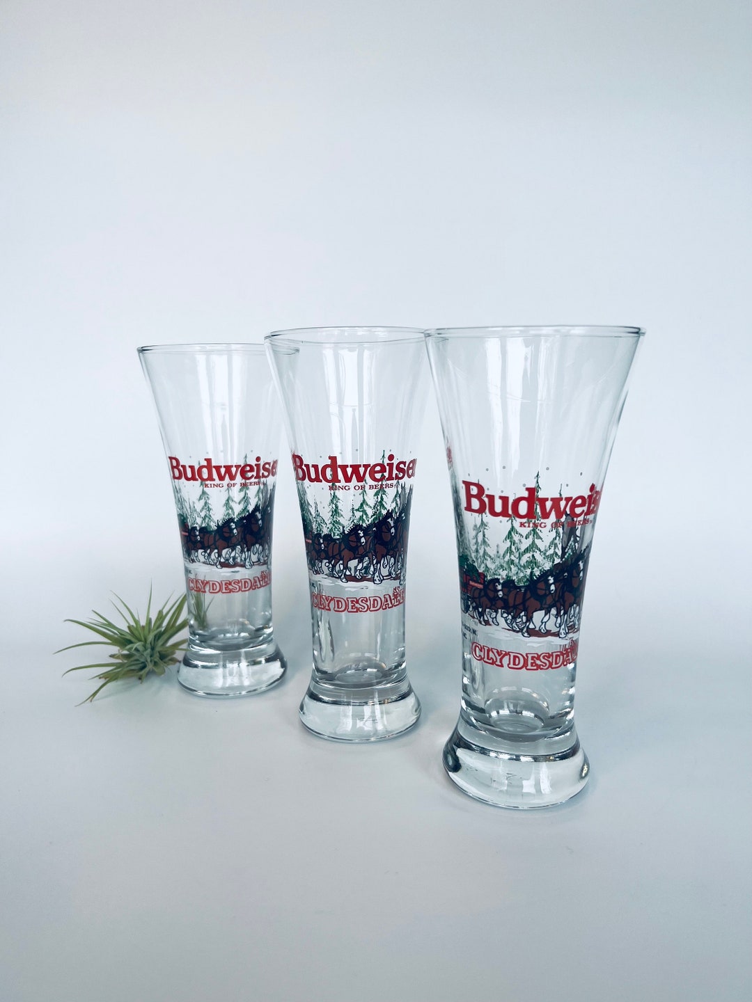 3 Vintage Budweiser Beer Glasses, Beer Glasses - Etsy