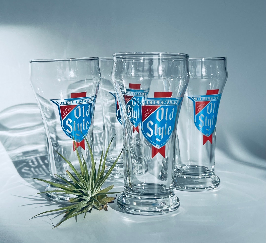 4 Vintage Old Style Beer Glasses Etsy