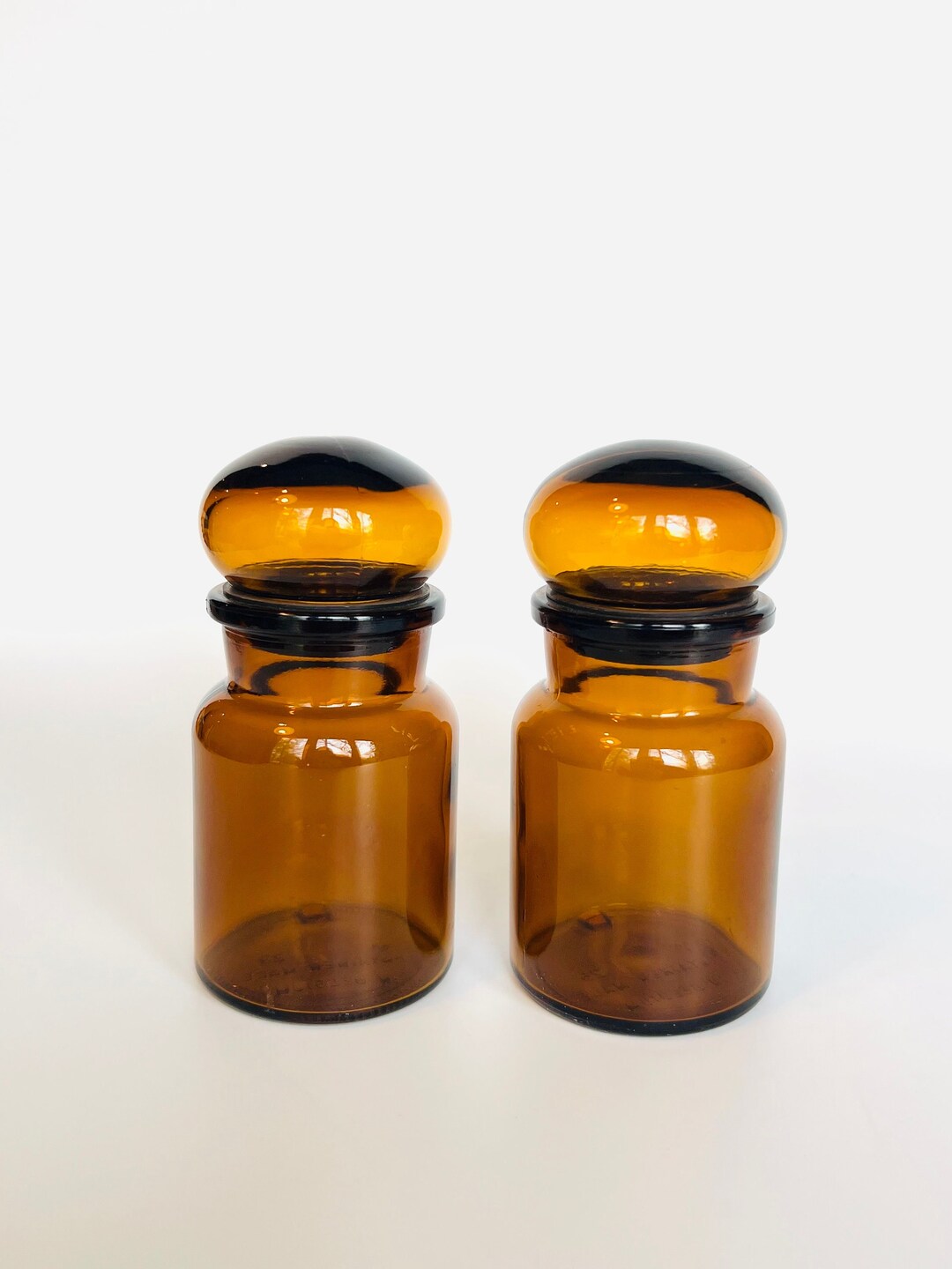 Amber Glass Apothecary Jars, Bubble Lid Amber Glass Canisters - Etsy