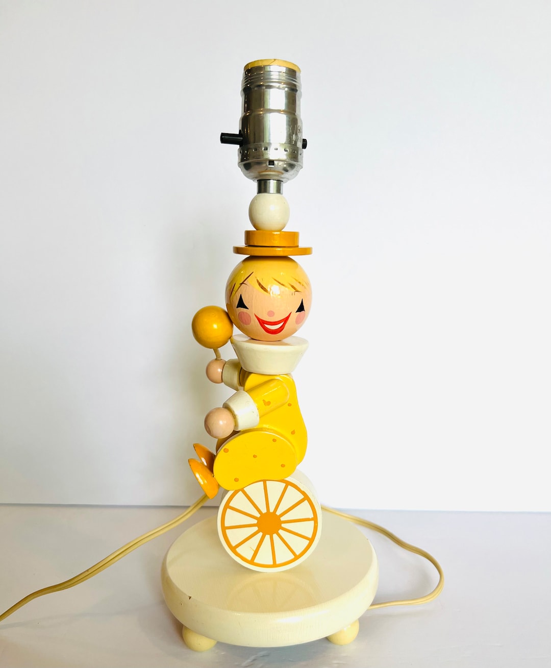 Childrens Unicycle Lamp, Folk Art Lamp, Nursery Lamp, Vintage Lamp - Etsy