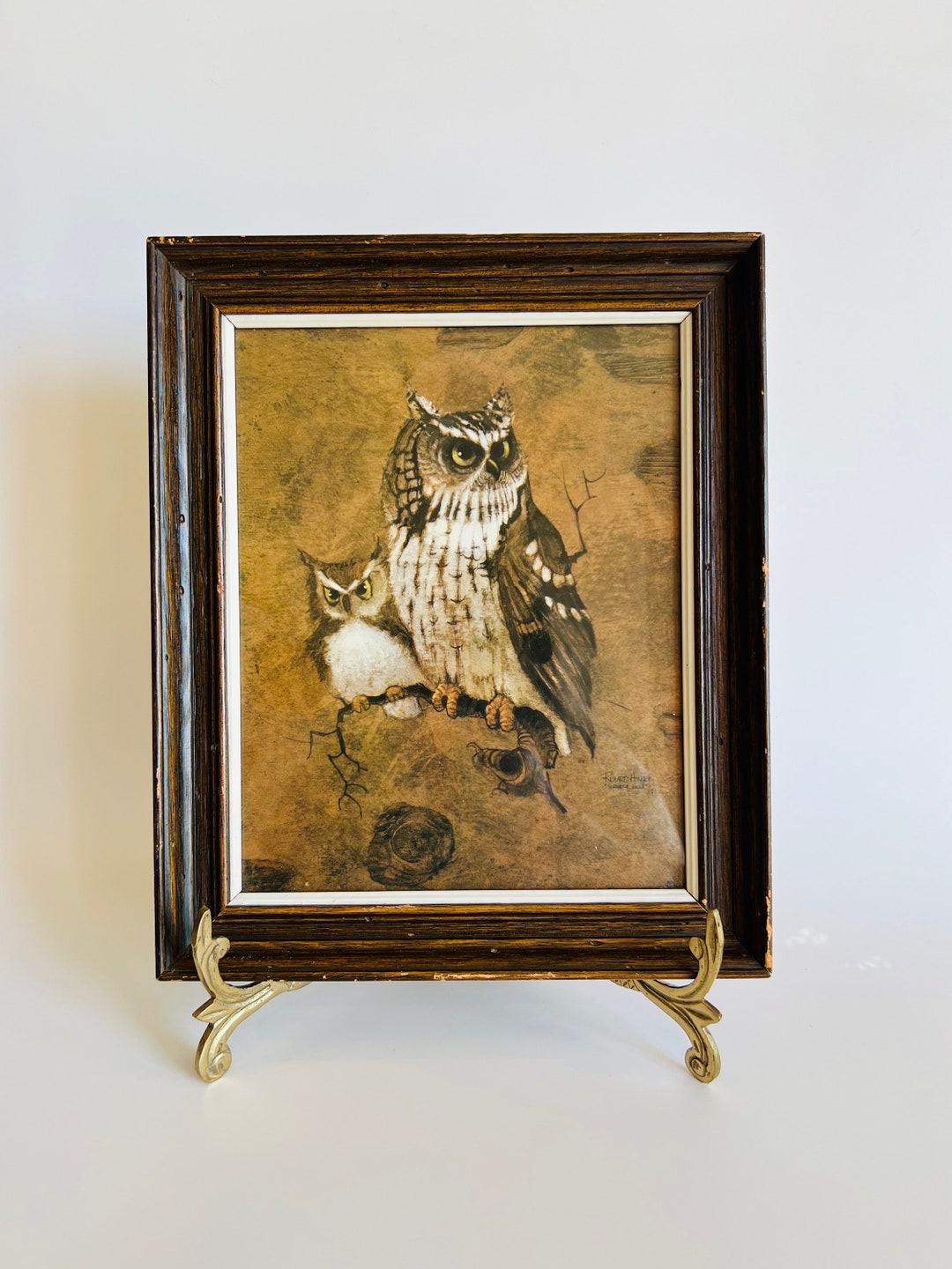 MCM Owls Framed Art, Owl Art, Neutral Nature Art - Etsy