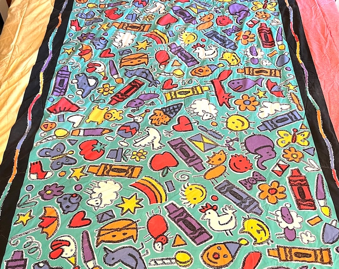Vintage 1990s Crayons Reversible Comforter, Y2K Crayola Bedding - Etsy