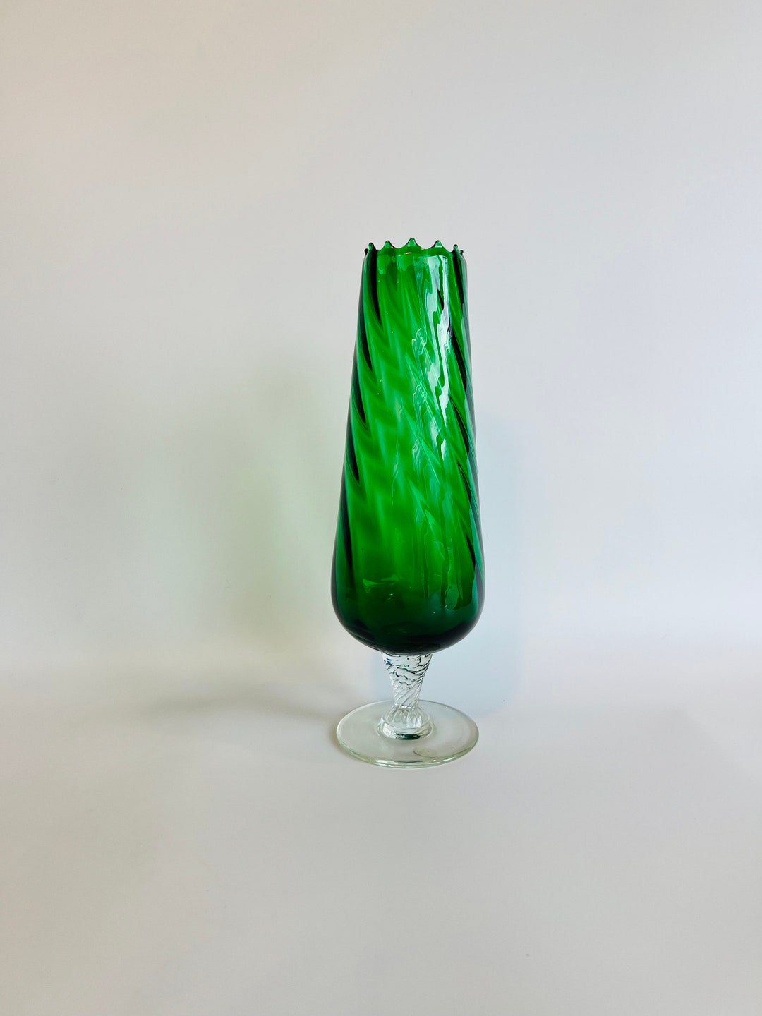 Emerald Green Glass Compote - Etsy