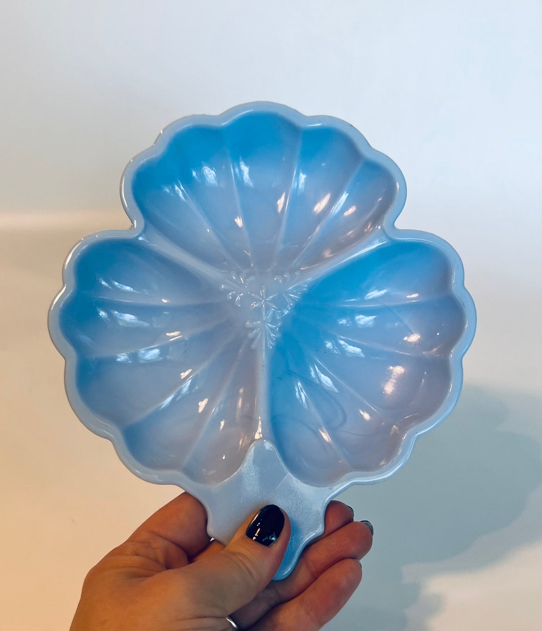 Vintage Delphine Blue Glass Clover Candy Dish - St Patricks Day Decor ...