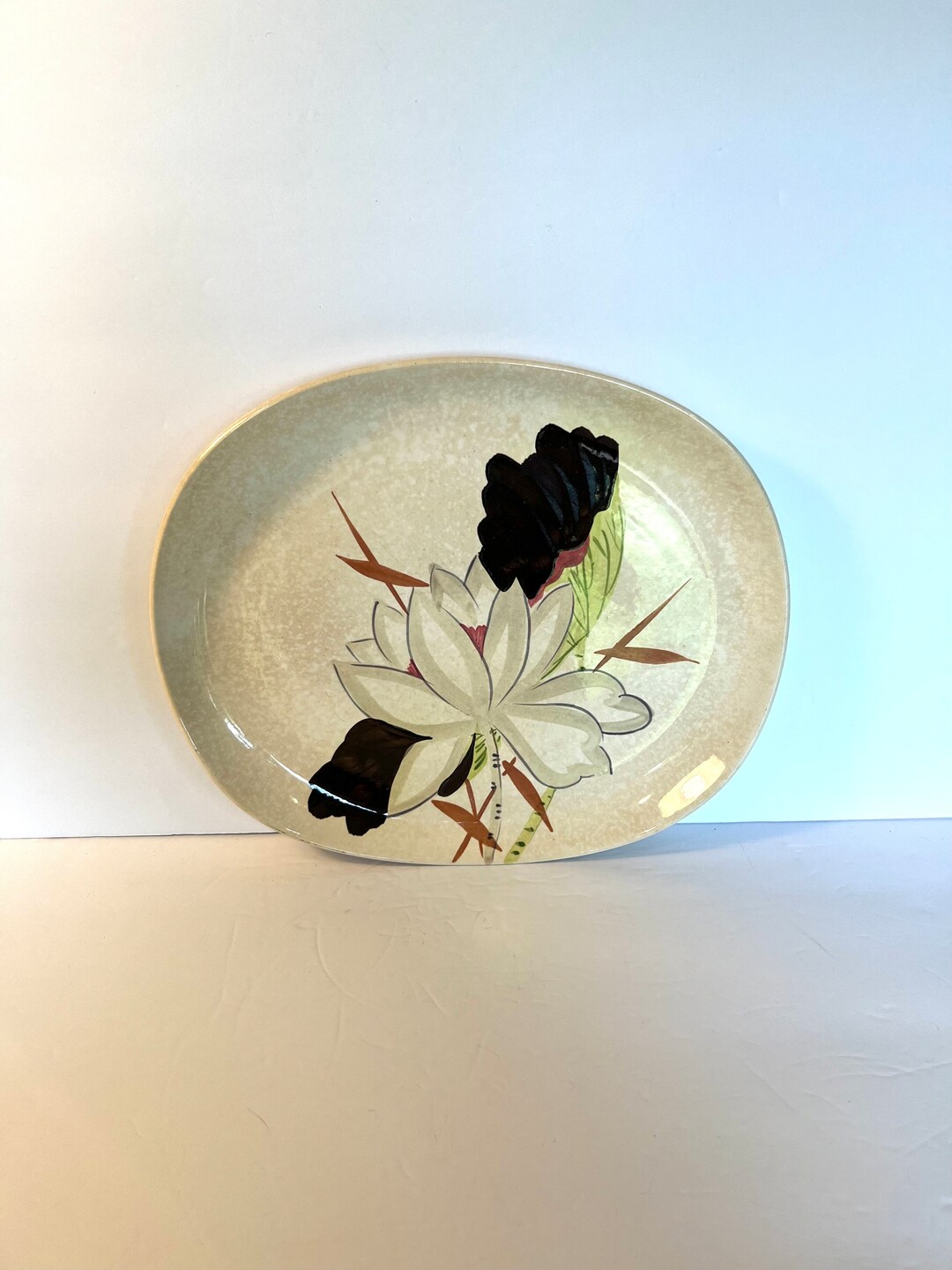 Lotus Red Wing Platter, Red Wing Plate, Floral Red Wing, Lotus Plate - Etsy