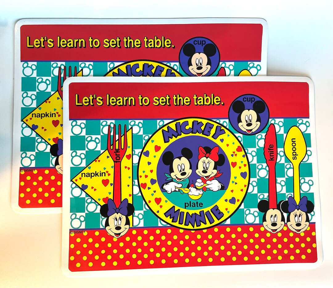 2 Disney Placemats, Disney Gift, Birthday Gift, Mickey & Minnie ...
