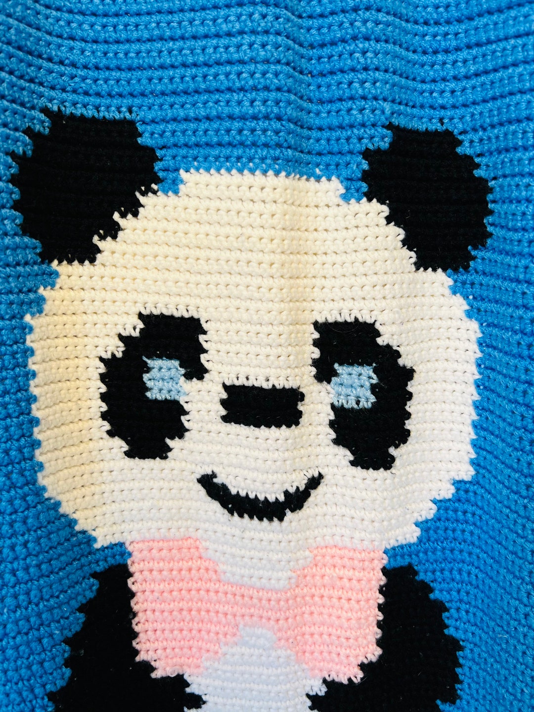 Vintage Crochet Panda Afghan - Etsy