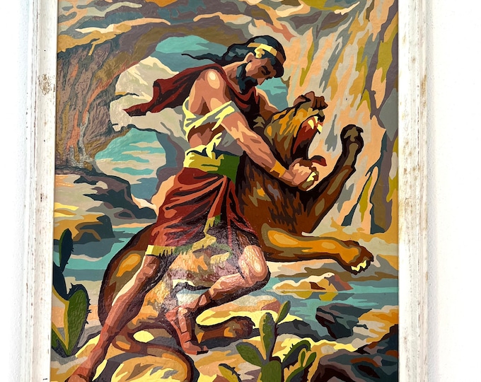 Samson Slaying the Lion Paint by Number, Biblical Wall Art - Etsy