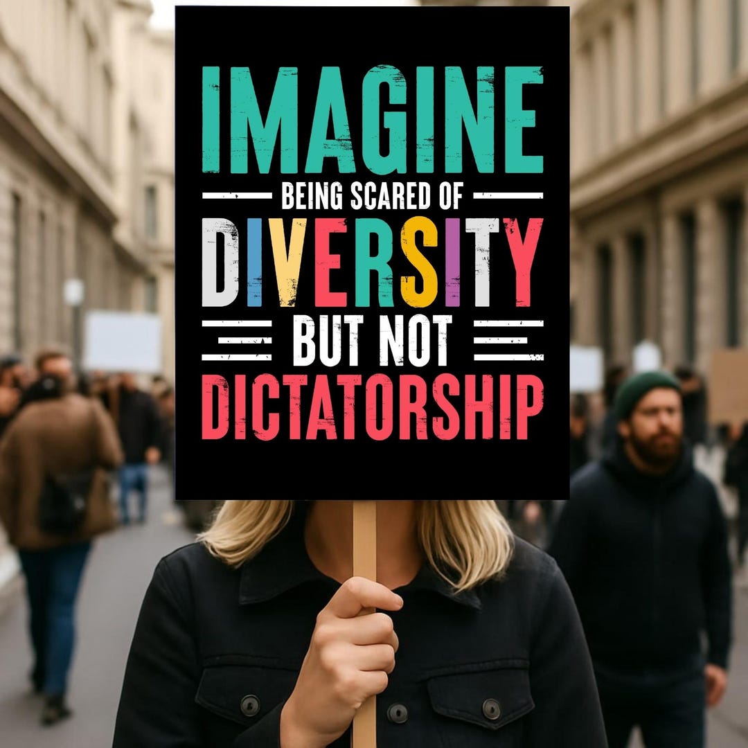 Diversity Not Dictatorship Protest Sign PRINTABLE | Anti-fascism ...