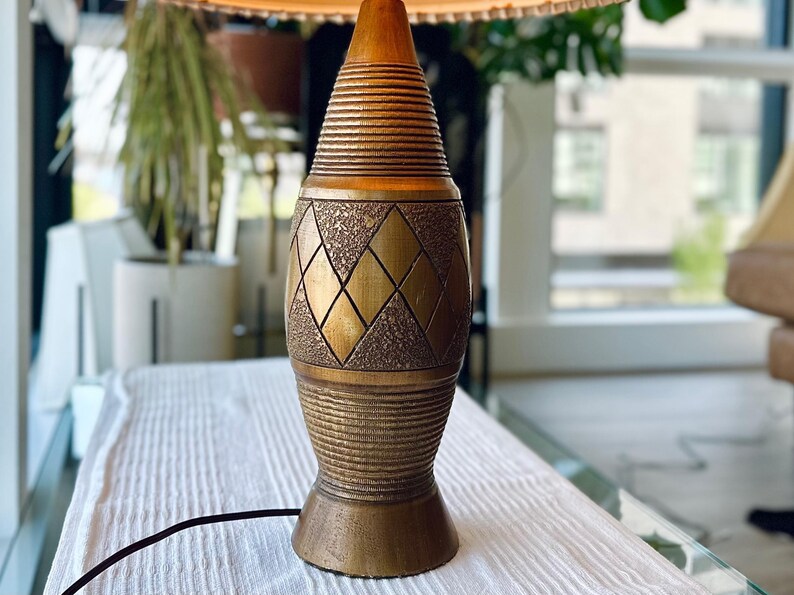 Plasto Atomic Lamp: Mid-century Modern Gold & Bronze Plaster, C.1950s ...