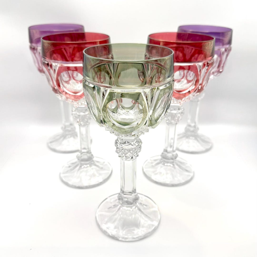 Vintage Nachtmann Napoleon "all Color Bowl" Crystal Water Goblets ...