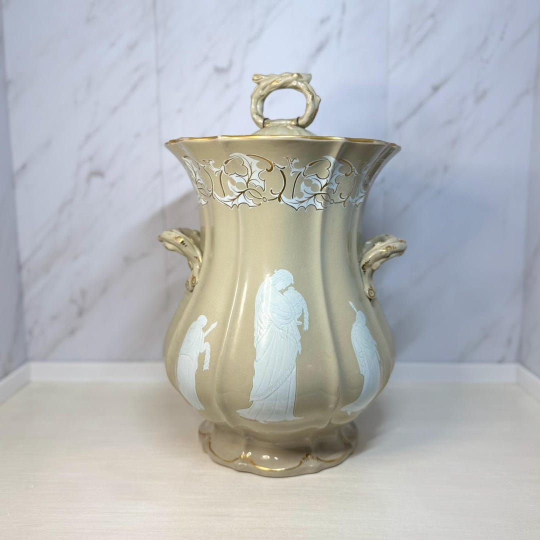 Victorian Samuel Alcock Slop Jar: Sprigged Neoclassical Stoneware ...
