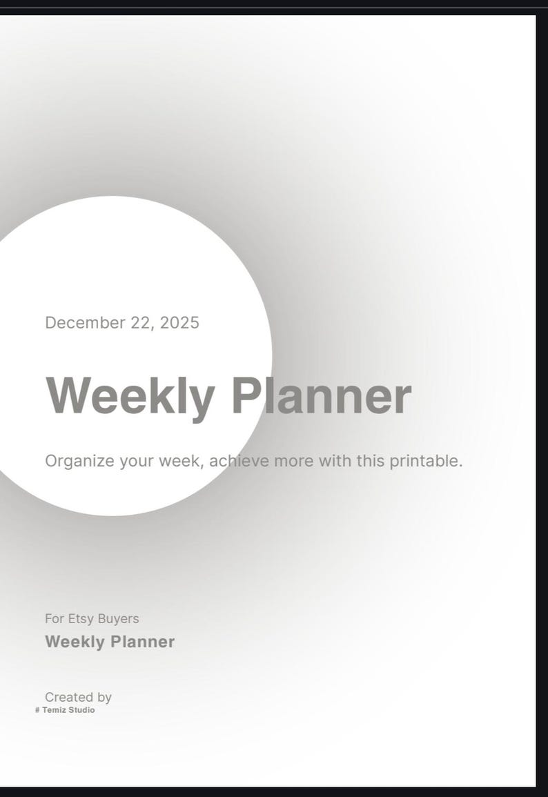Weekly Planner Printable | Minimal Weekly Planner PDF | Instant ...