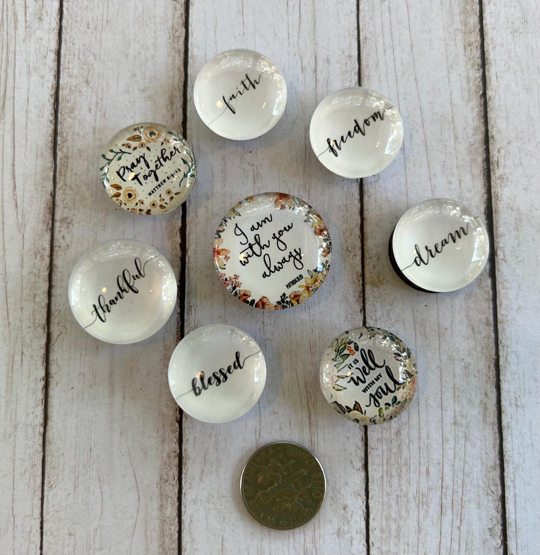 Set of 8 Glass Fridge Magnets Faith Freedom Dream Thankful Blessed Pray ...